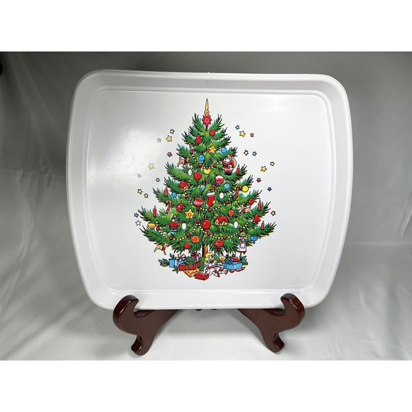 Dining | Vintage Plastic Holiday Christmas Trees Trays Cookie Plater ...